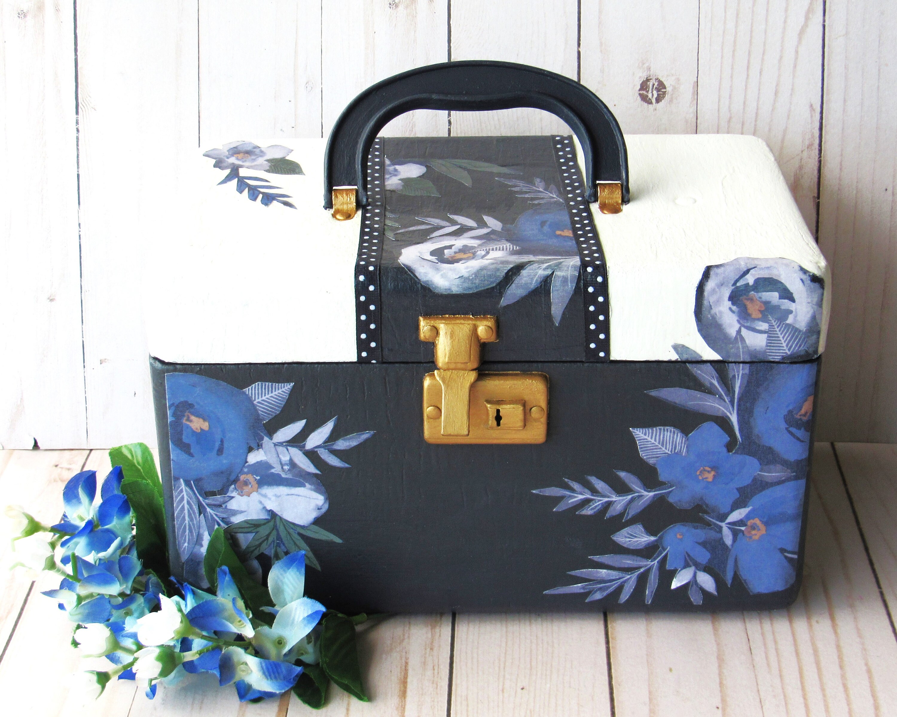 Upcycled Vintage Train Case, Vintage Train Case, Vintage Cosmetic Case ...