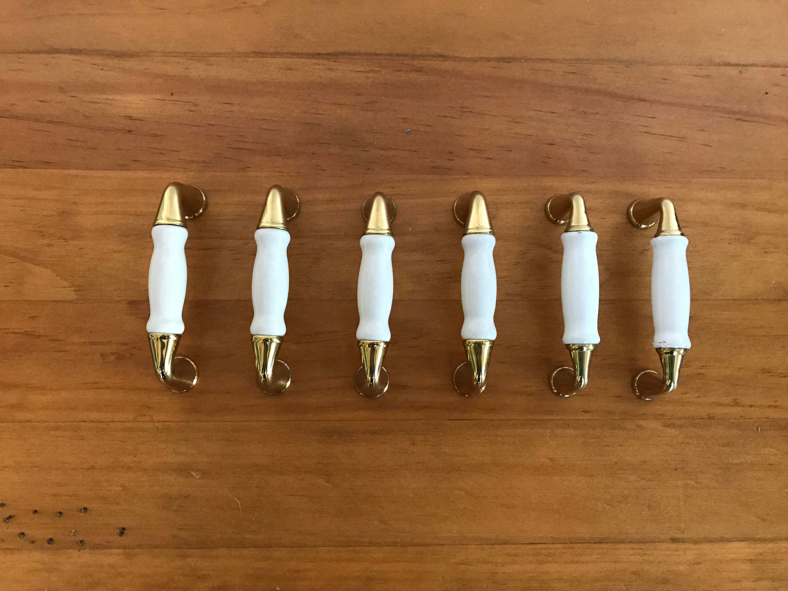 Gold Dresser Drawer Handles / Set of 6 Shabby Chic Brass | Etsy