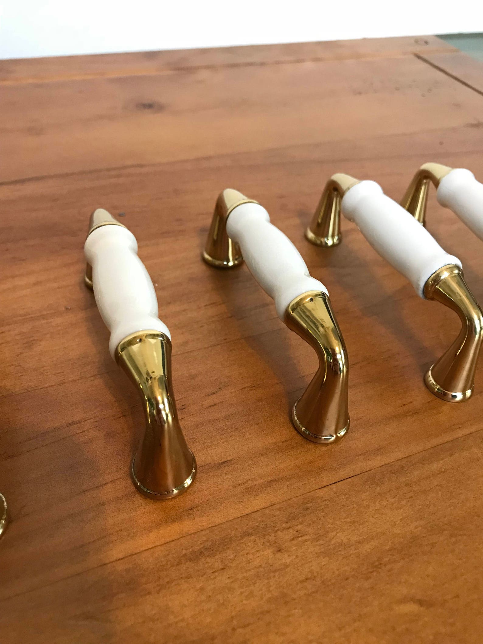 Gold Dresser Drawer Handles / Set of 6 Shabby Chic Brass - Etsy