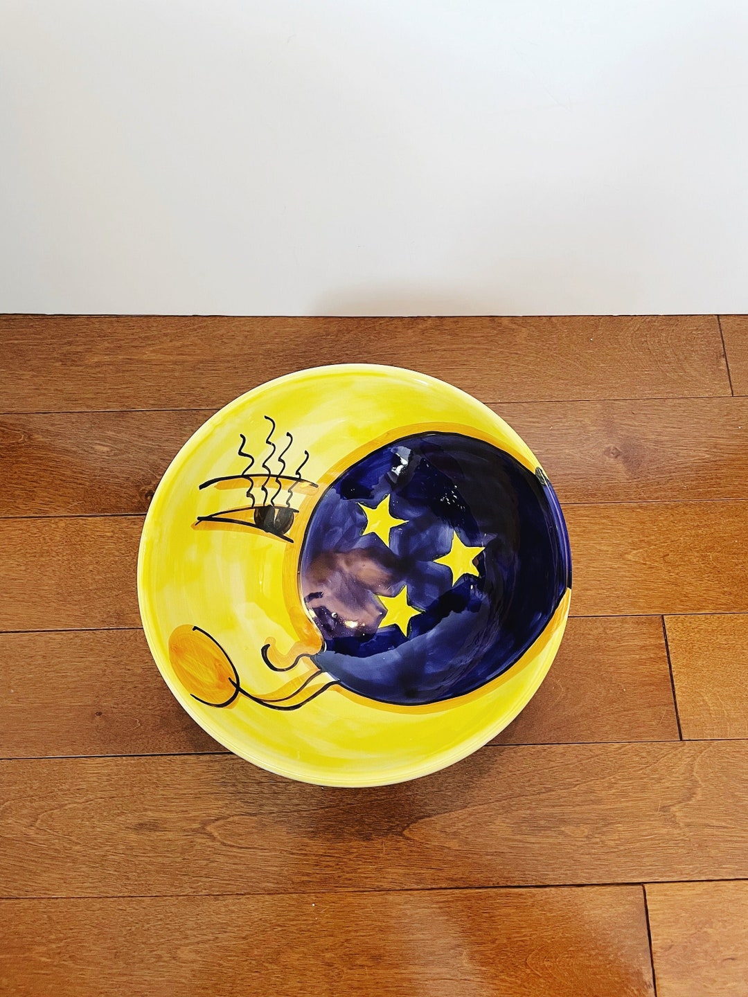 Vintage Bellini Piu Celestial Bowl Hand-painted Ceramic Dish Folk Art ...
