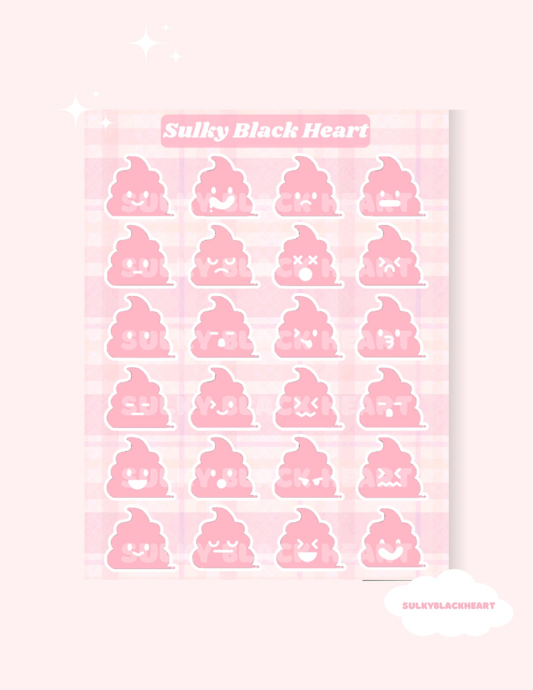 Pink Poop Emoji Sticker Sheet Planner Stickers Journaling Scrapbooking ...