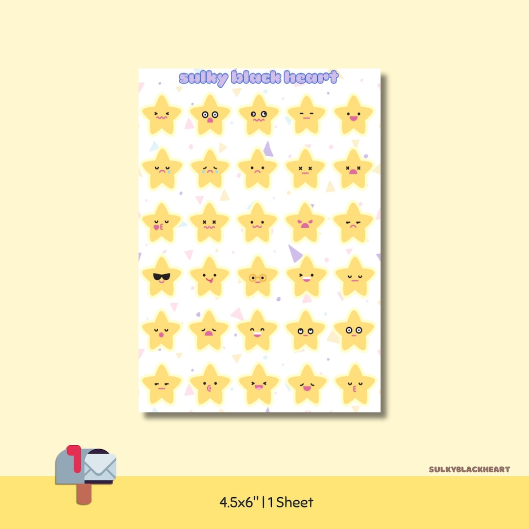 Star Emoji Sticker Sheet I Animal Planner Stickers Journaling ...