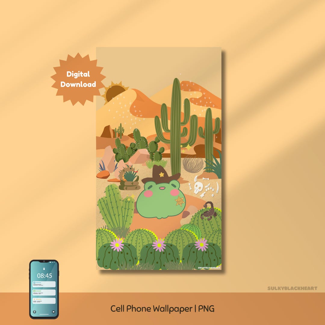 Kawaii Desert Frog Cellphone Wallpaper (digital Download) - Etsy