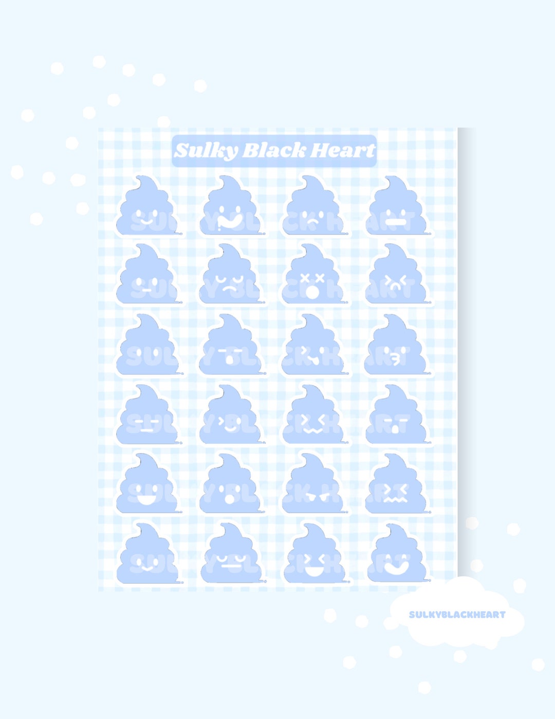Blue Poop Emoji Icons Sticker Sheet Planner Stickers Journaling ...