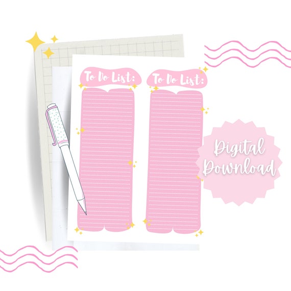 Pink to Do List Various Sizes Digital Download Printable - Etsy