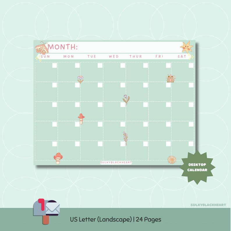 Cottagecore II Open Desktop Calendar Aesthetic Stationery School ...