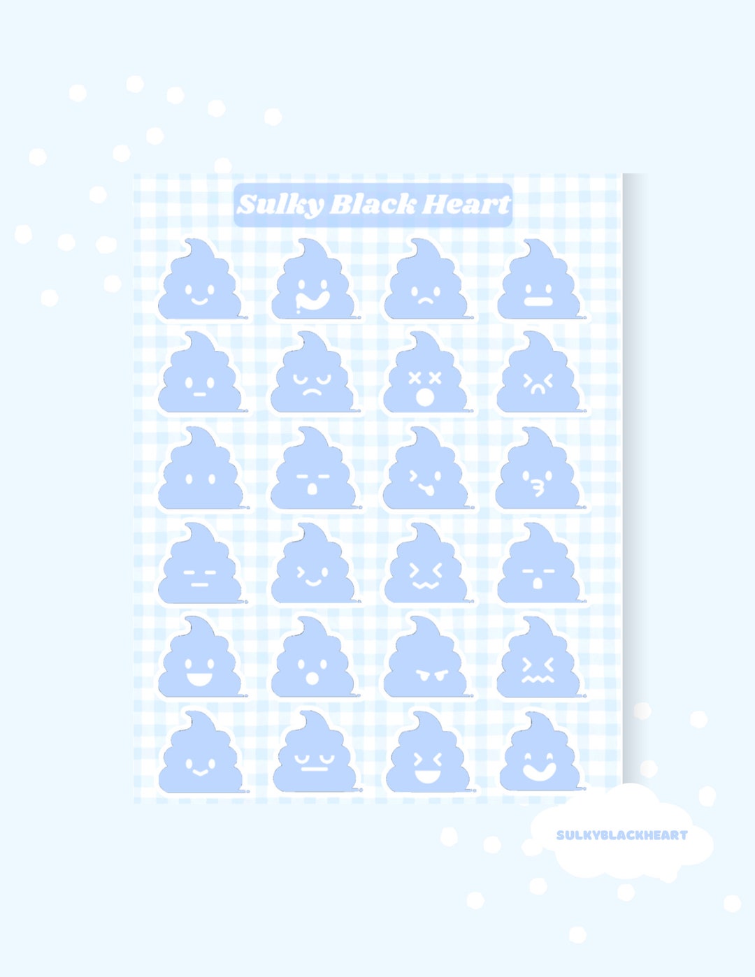 Blue Poop Emoji Icons Sticker Sheet Planner Stickers Journaling ...
