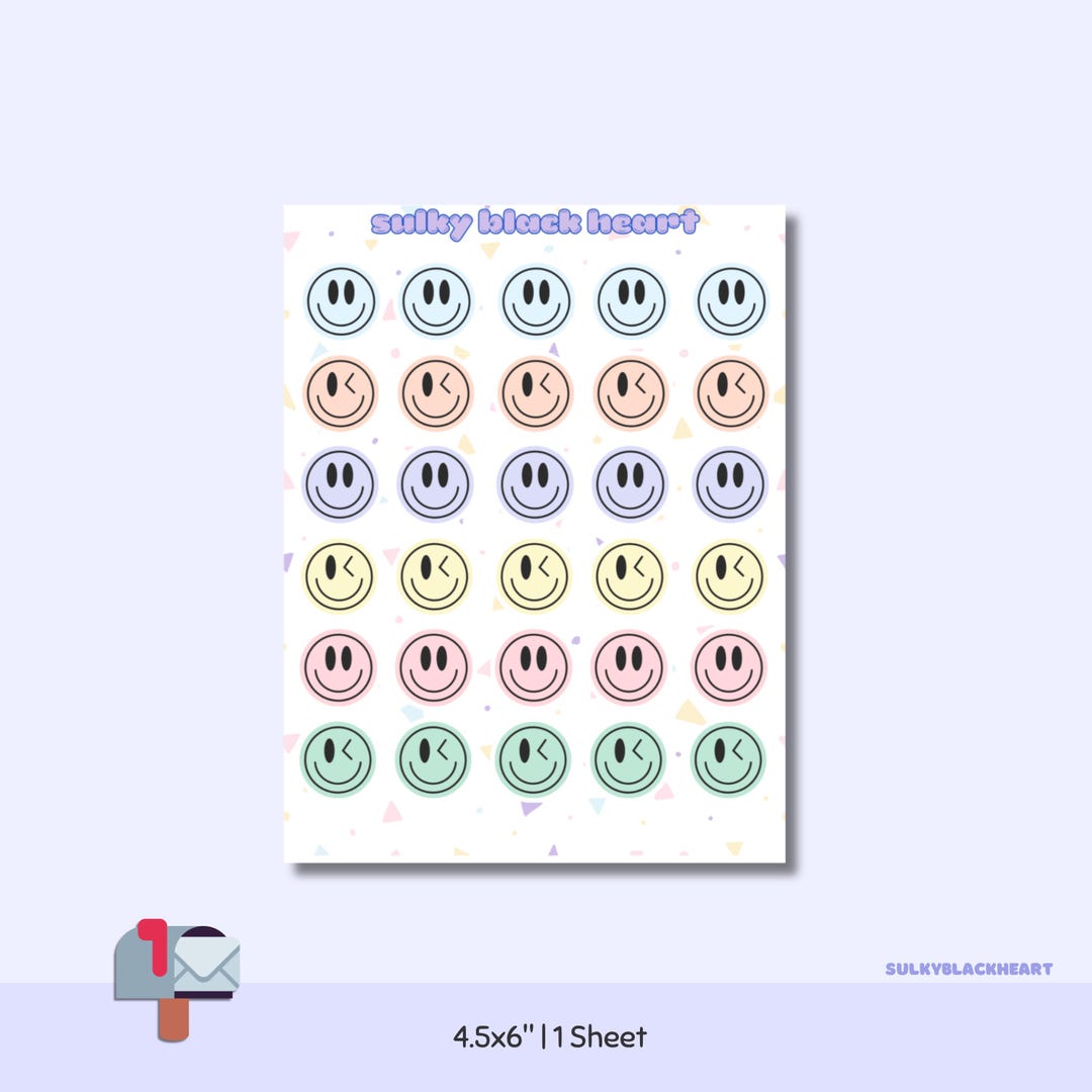 Smiley Retro Sticker Sheet Planner Stickers Journaling Scrapbooking ...