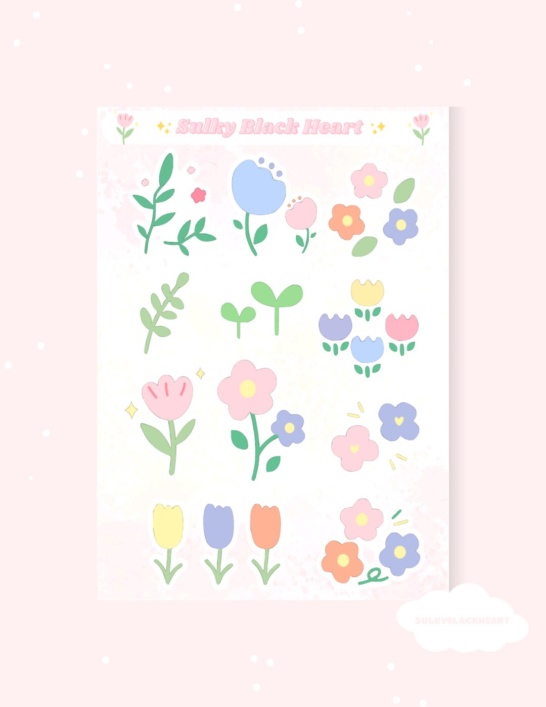 Pastel Flowers Sticker Sheet Planner Stickers Journaling Scrapbooking ...