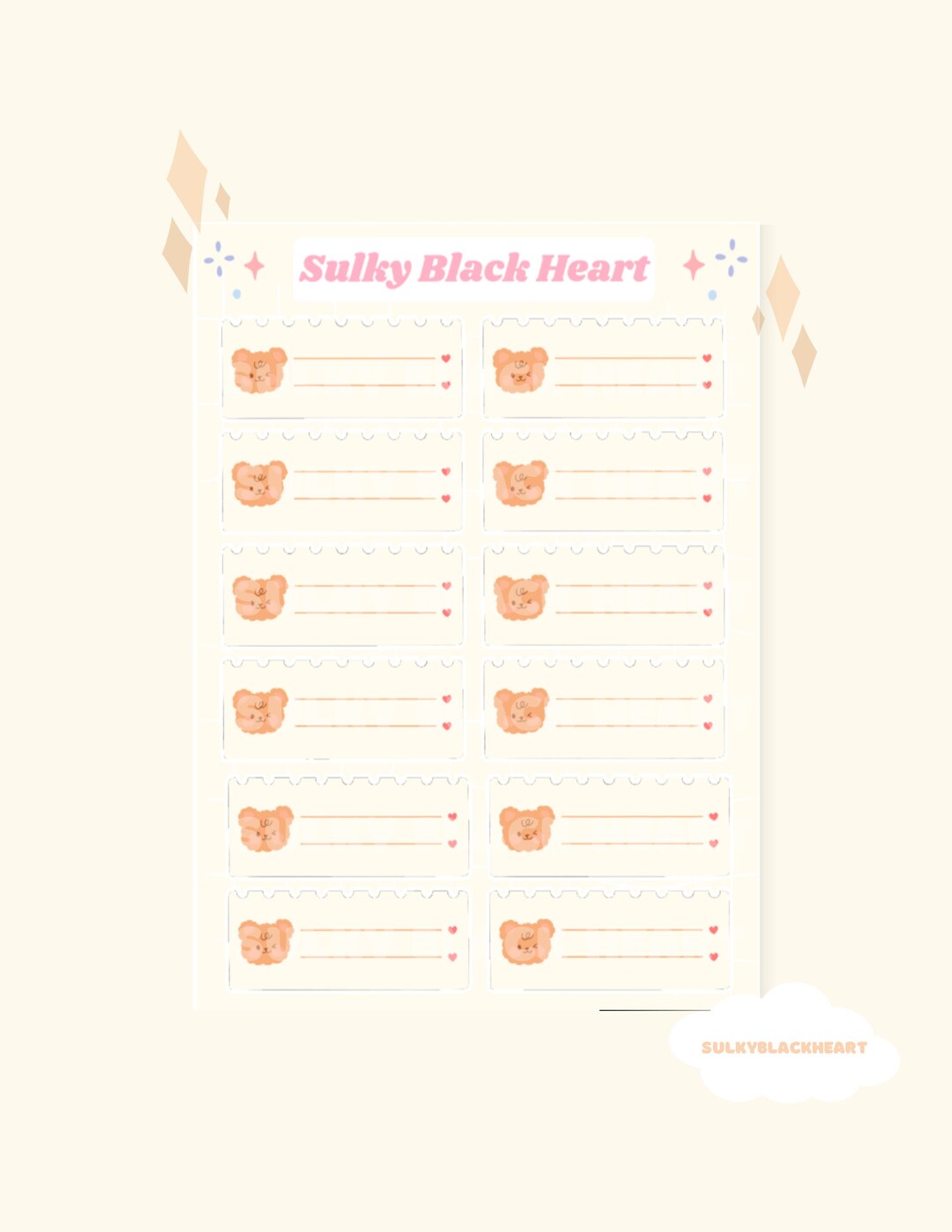 Fuzzy Bear Labels Sticker Sheet Planner Stickers Journaling ...
