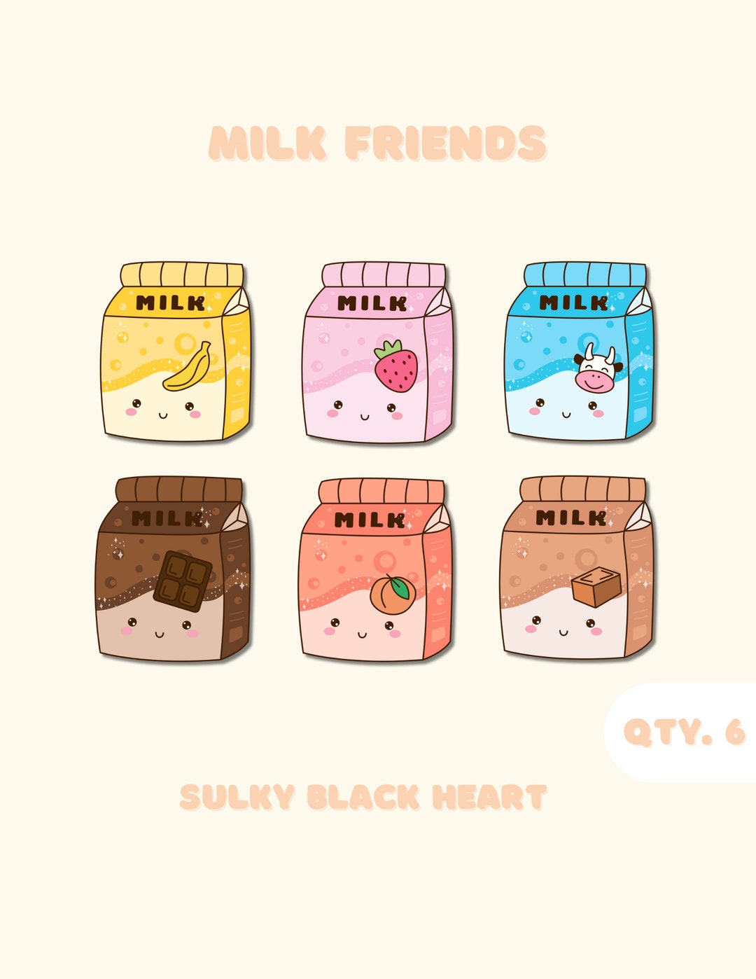Milk Friends Die Cut Sticker Pack Kawaii Stickers Planner Journal ...