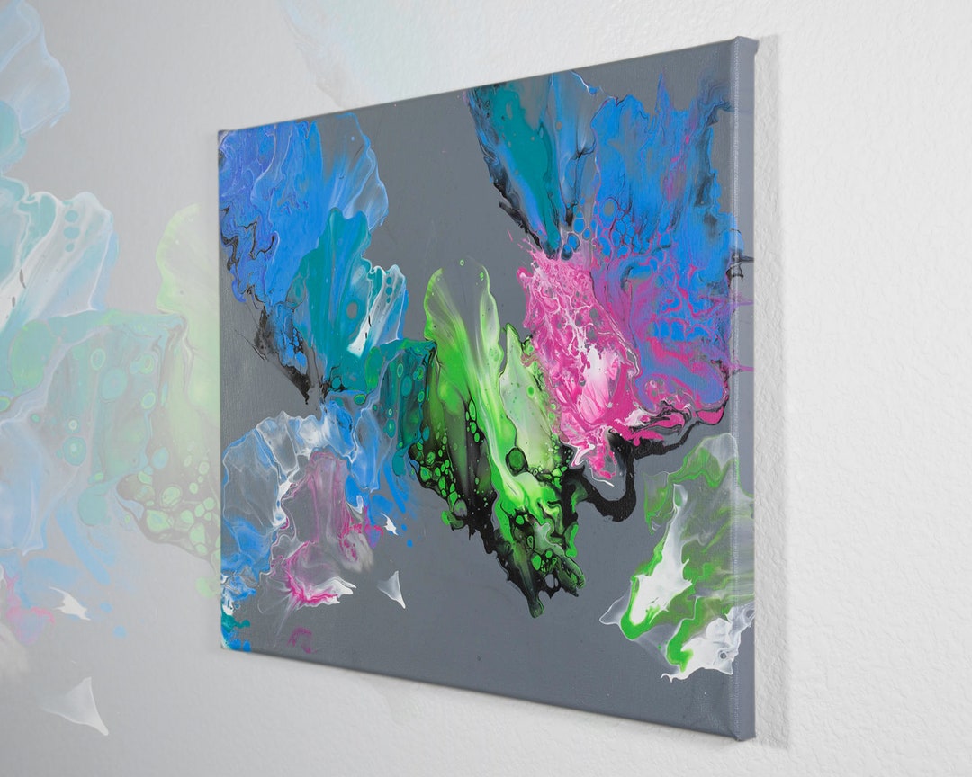 Gray Break | Original Acrylic Dutch Pour Painting, Abstract Canvas Wall ...