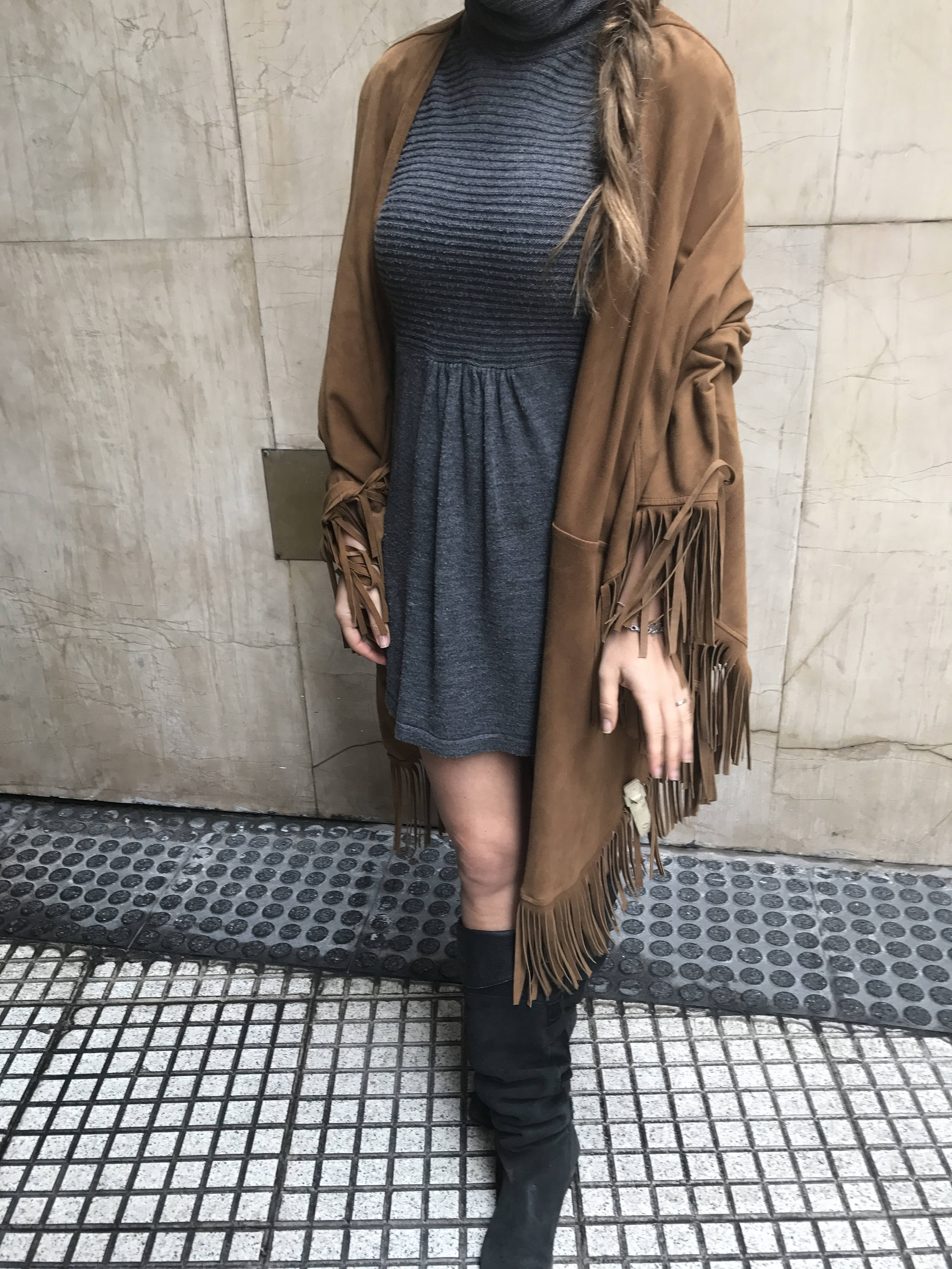 Cape Coat Leather Fringe Hand Sewn Custom Size Cardigan Mantle Brown ...