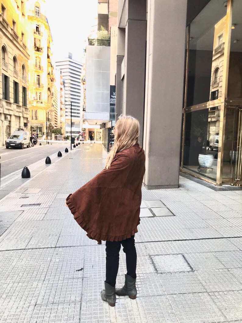 Red Cape Coat Leather Elegant Hand Sewn Customized Poncho Cardigan ...