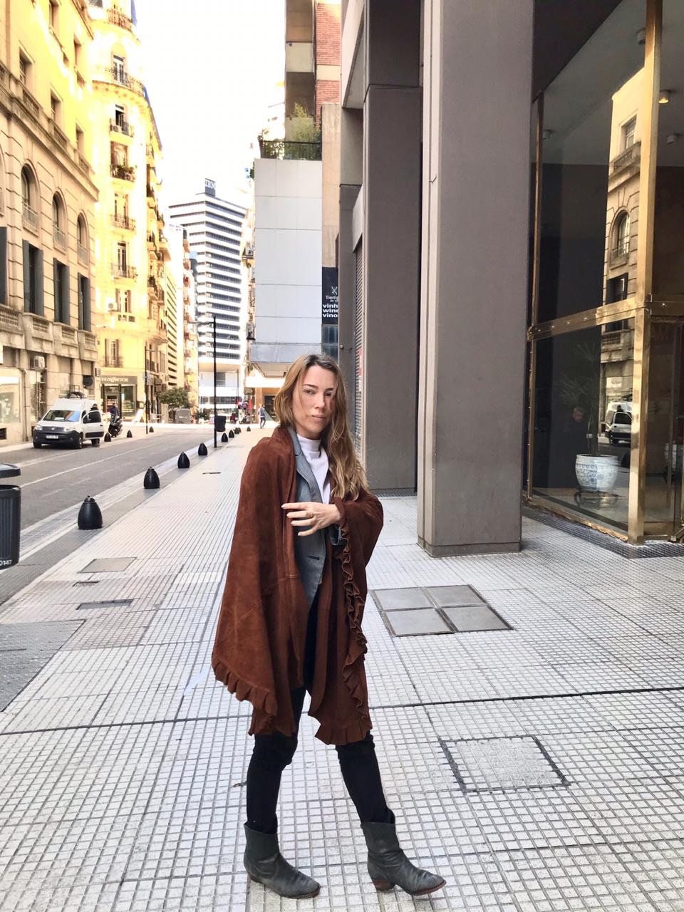 Cape Coat Leather Fringe Hand Sewn Custom Size Cardigan Mantle Brown ...