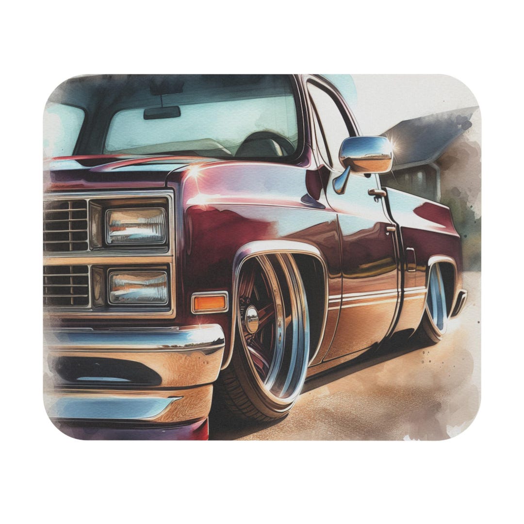 Vintage Lowered Chevy Truck Mouse Pad, Automotive Desk Accessory, Retro ...
