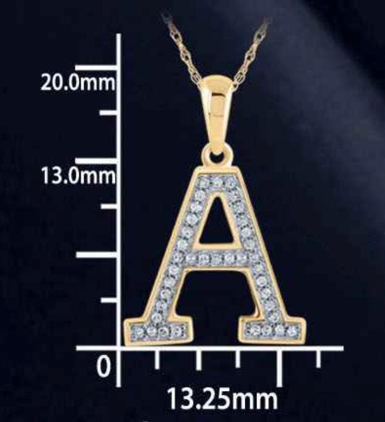 Diamond Initials Letter Pendant 10k Gold - Etsy