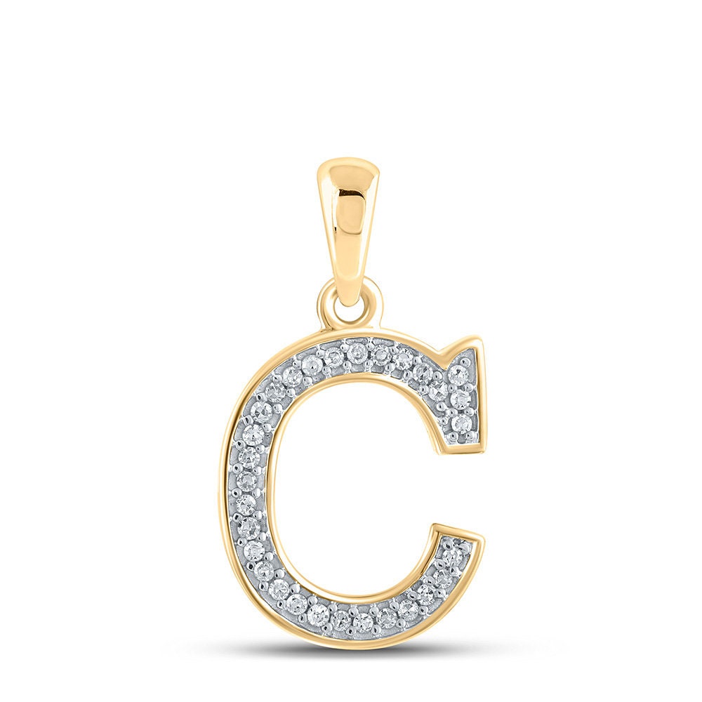Diamond Initials Letter Pendant 10k Gold - Etsy