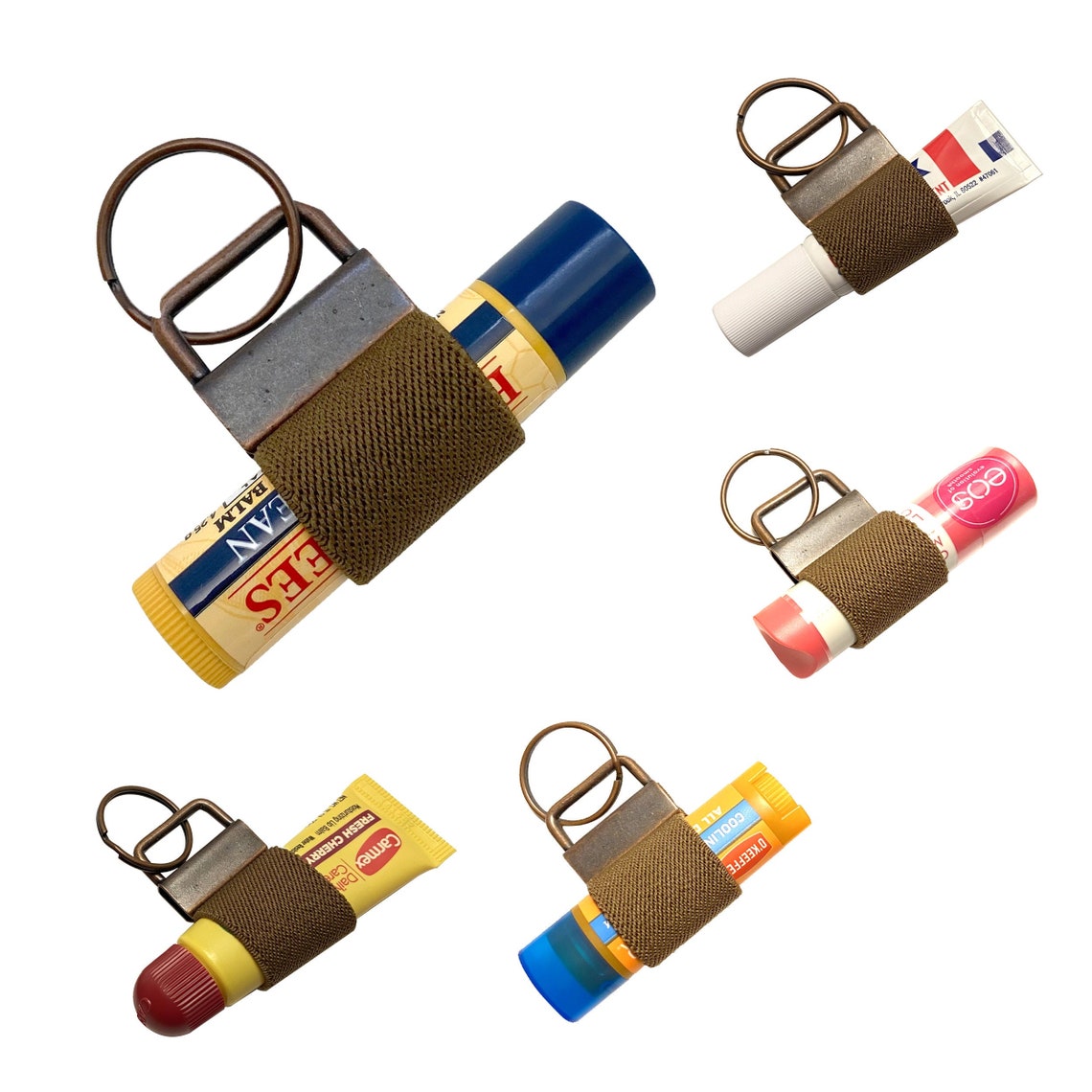 Chapstick Elastic Keychain Key Ring Lip Balm Holder Burts Bees - Etsy