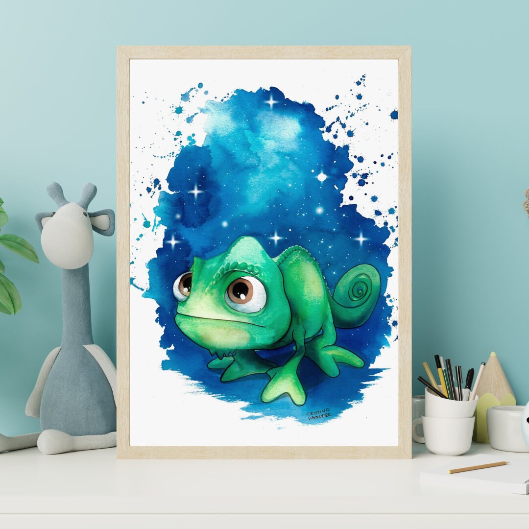 Pascal, Tangled, Disney Print, Princess Rapunzel Watercolor Tangled ...