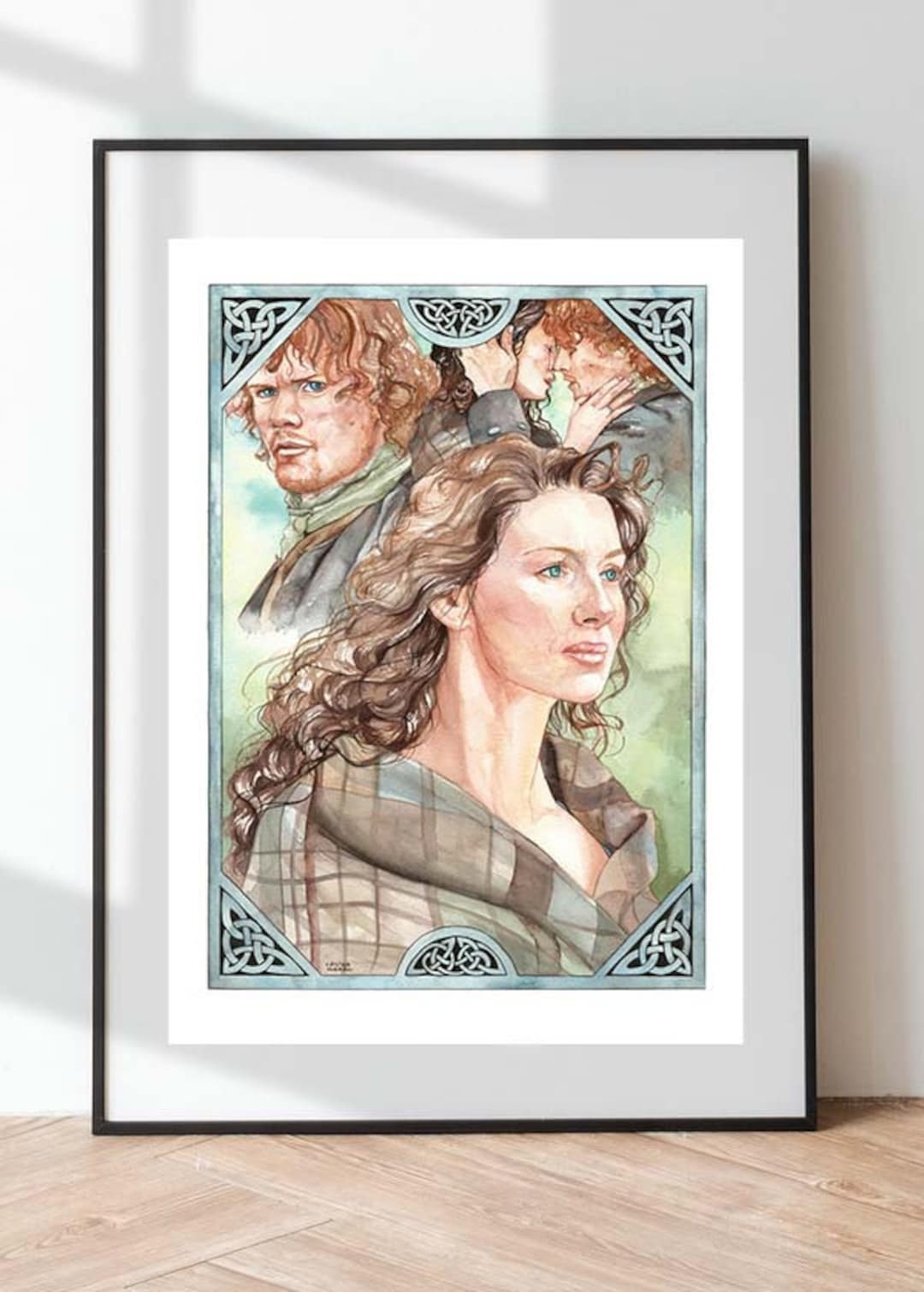 Outlander Poster, Jamie and Claire Fraser Art Print, TV Series, Home ...