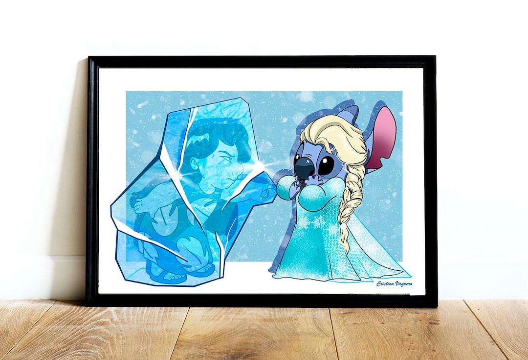 Elsa Stitch Frozen Stitch Print Digital Art Poster Parody - Etsy