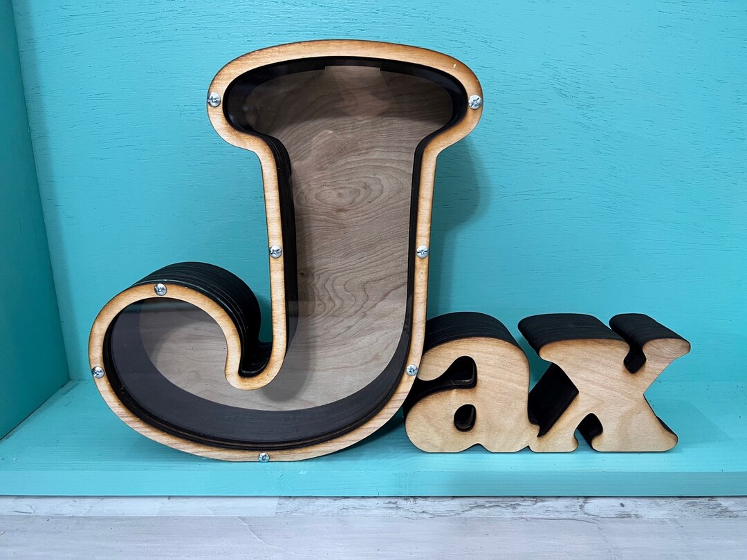 Wood and Acrylic Name Personalize Bank, Coin Bank, Piggy Bank, Custom ...