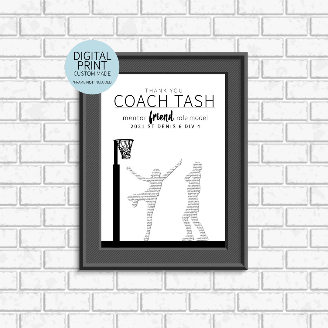 Thank You Coach Gift - NETBALL - Digital File - Custom Made - Etsy ...