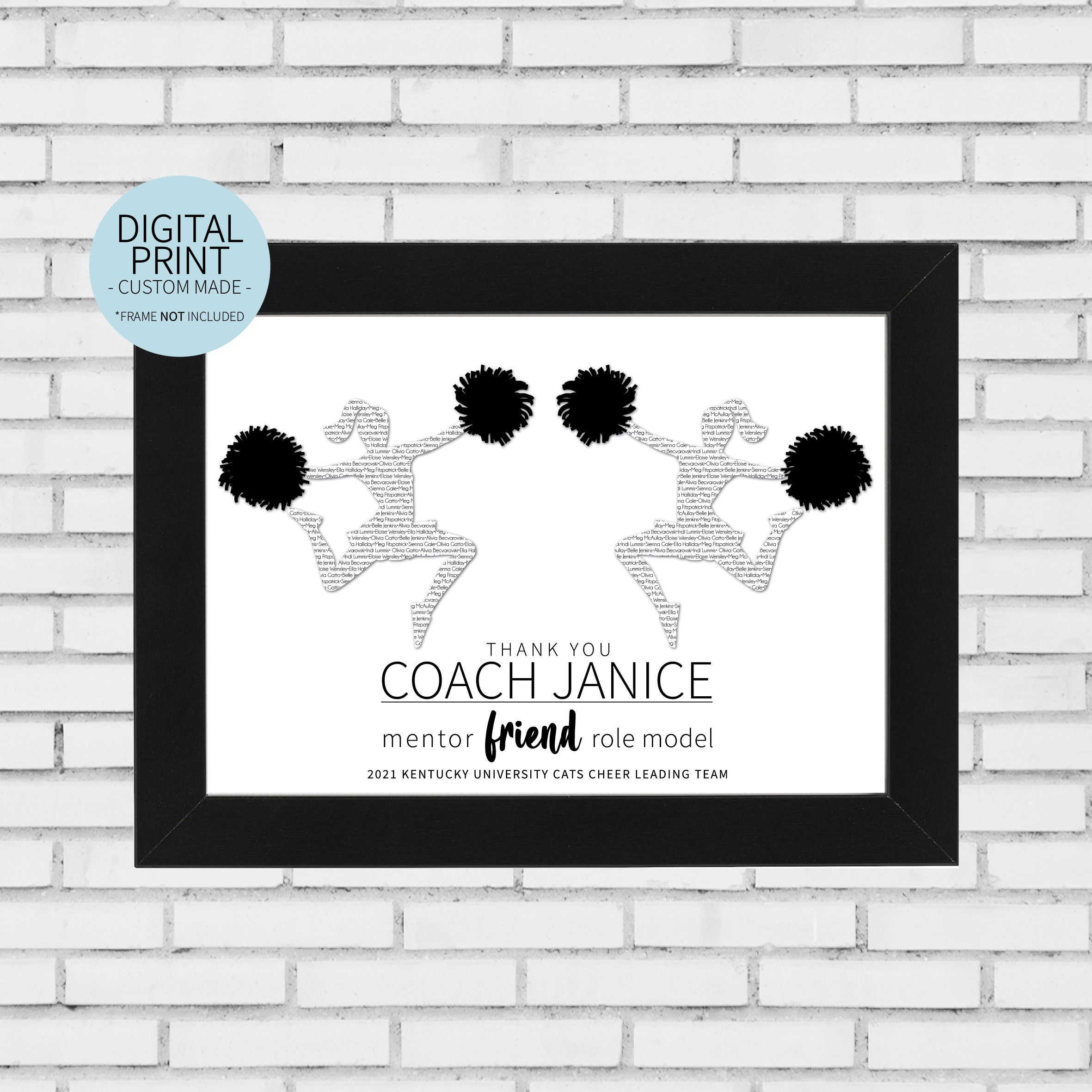Custom Made Digital File Cheer Team/Cheer Leader Thank you Coach Gift ...