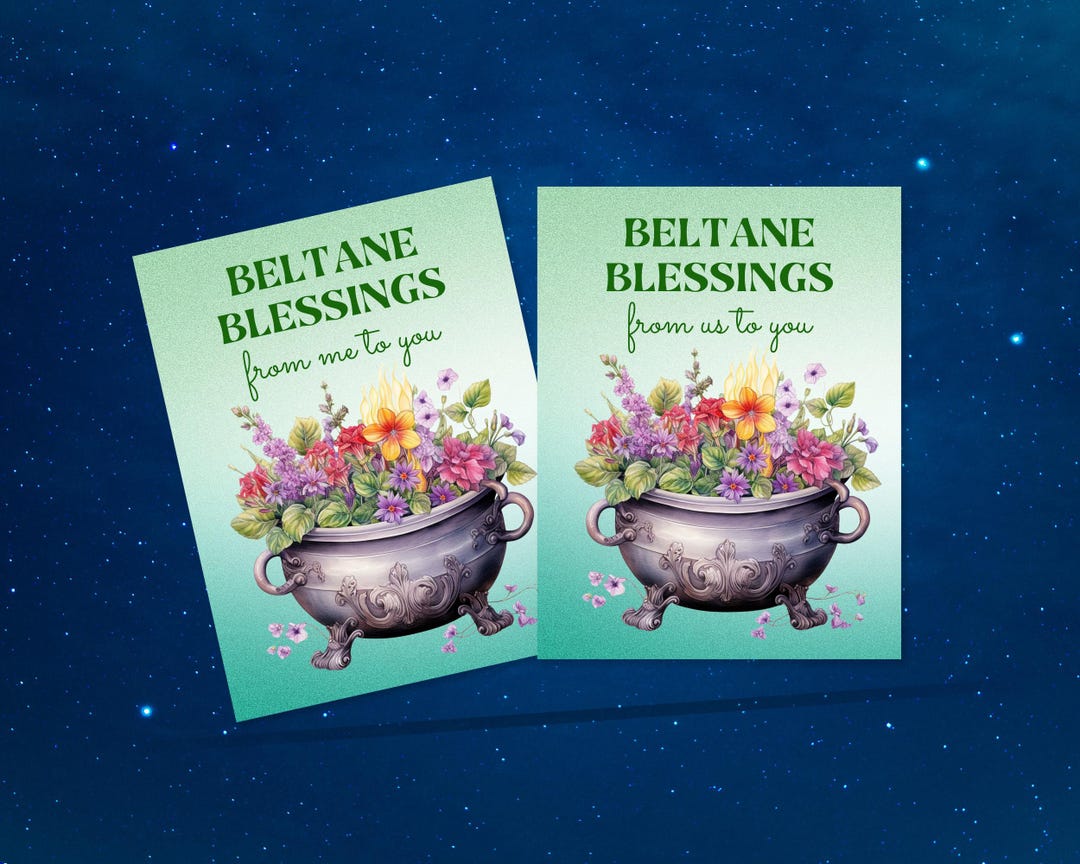 Handmade Beltane Blessings Greeting Card, Floral Pagan Wiccan Wheel of ...