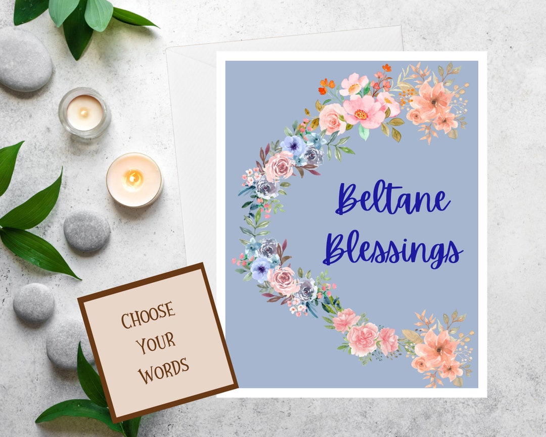Floral Beltane Greeting Card, Pagan Wiccan Wheel of the Year Notecard ...