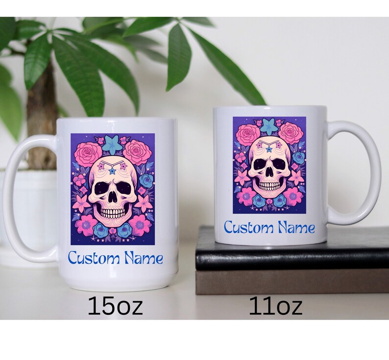Personalized Emo Coffee Mug, Floral Gothic Coffee Cup for Teen, Floral ...