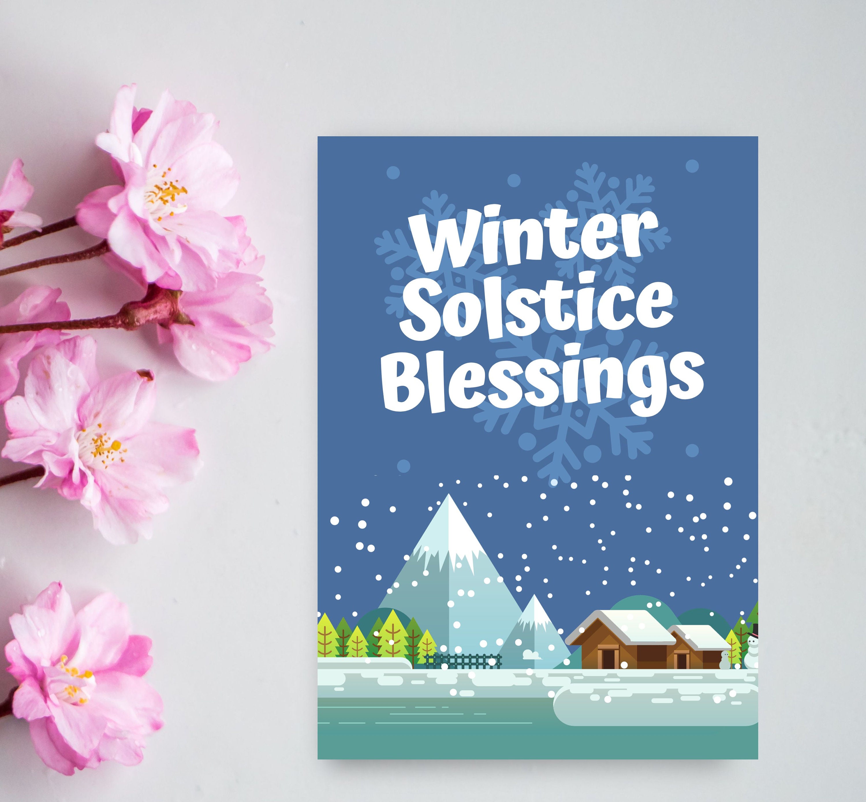 Winter Solstice Blessings Greeting Card Set, Holiday Notecard Set ...