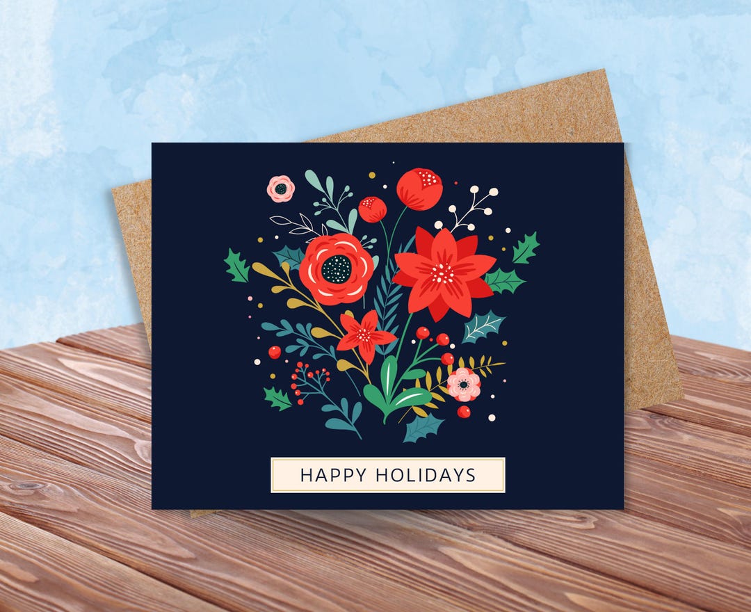 Happy Holidays Greeting Card, Handmade Greeting Card Set for Christmas ...