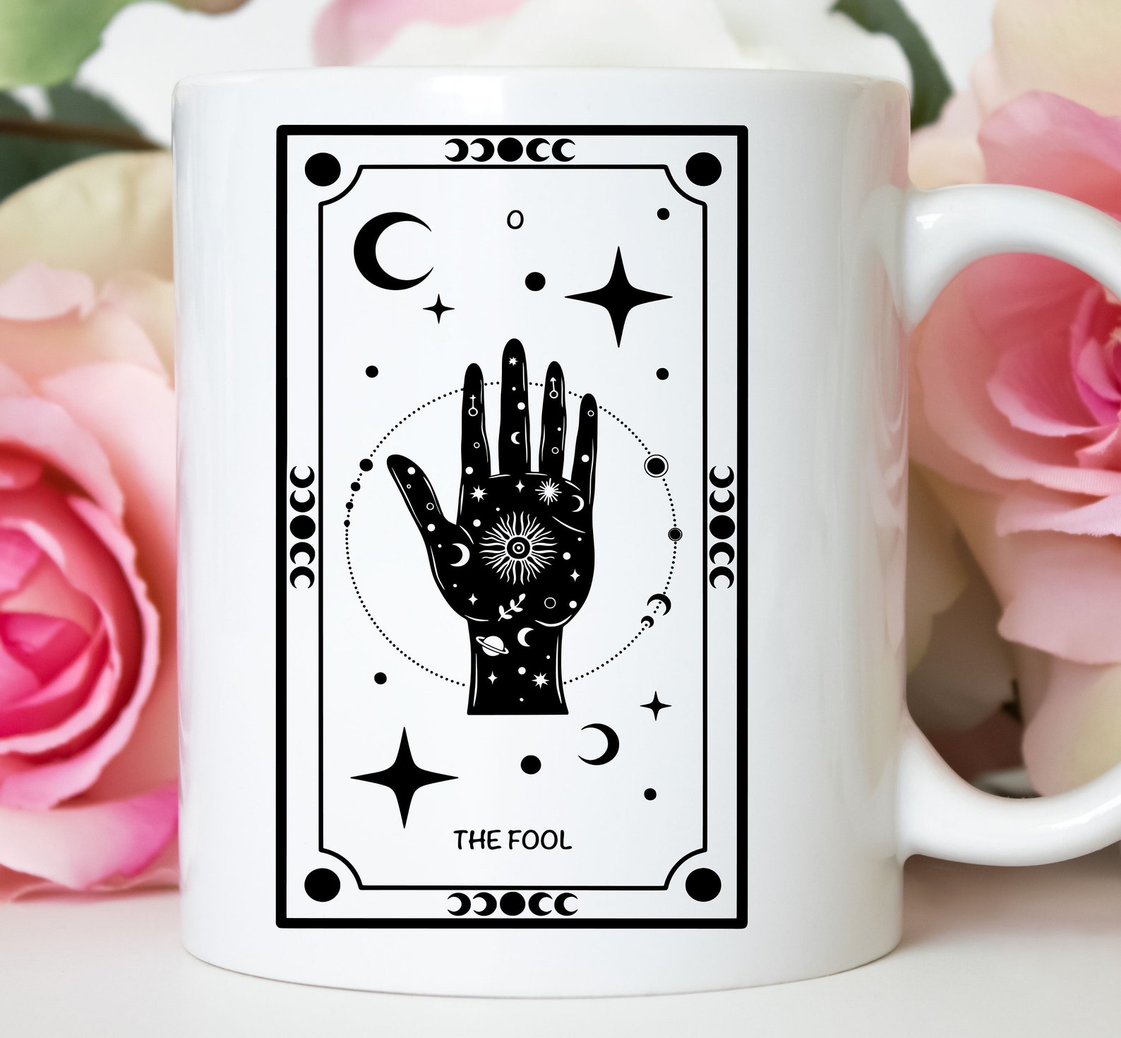 The Fool Tarot Card Mug for Coffee, Palmistry Hand Coffee Mug for Women ...