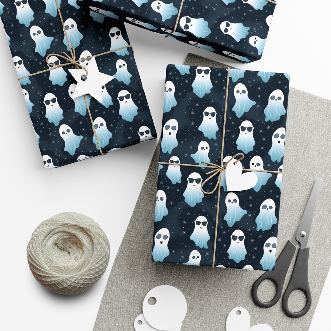 Ghosts With Night Sky Background Wrapping Paper Adorable - Etsy