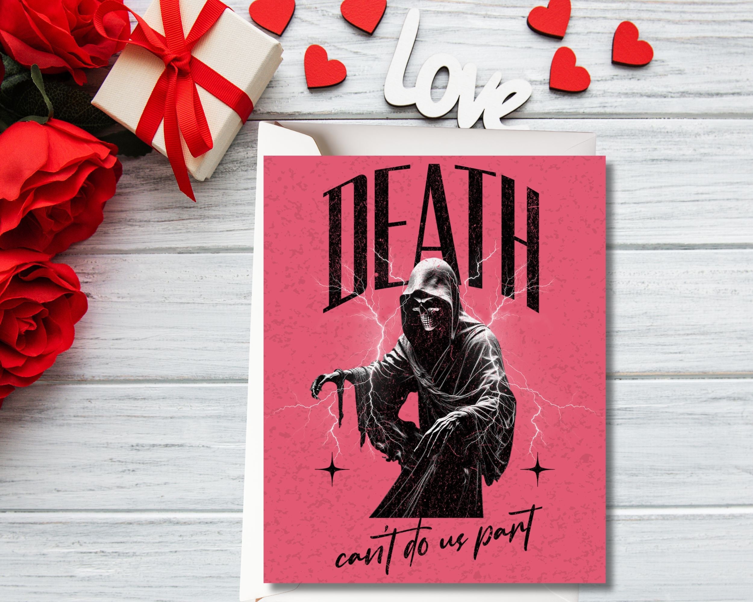 Grim Reaper Goth Anniversary Card for Partner, Handmade Greeting Card ...