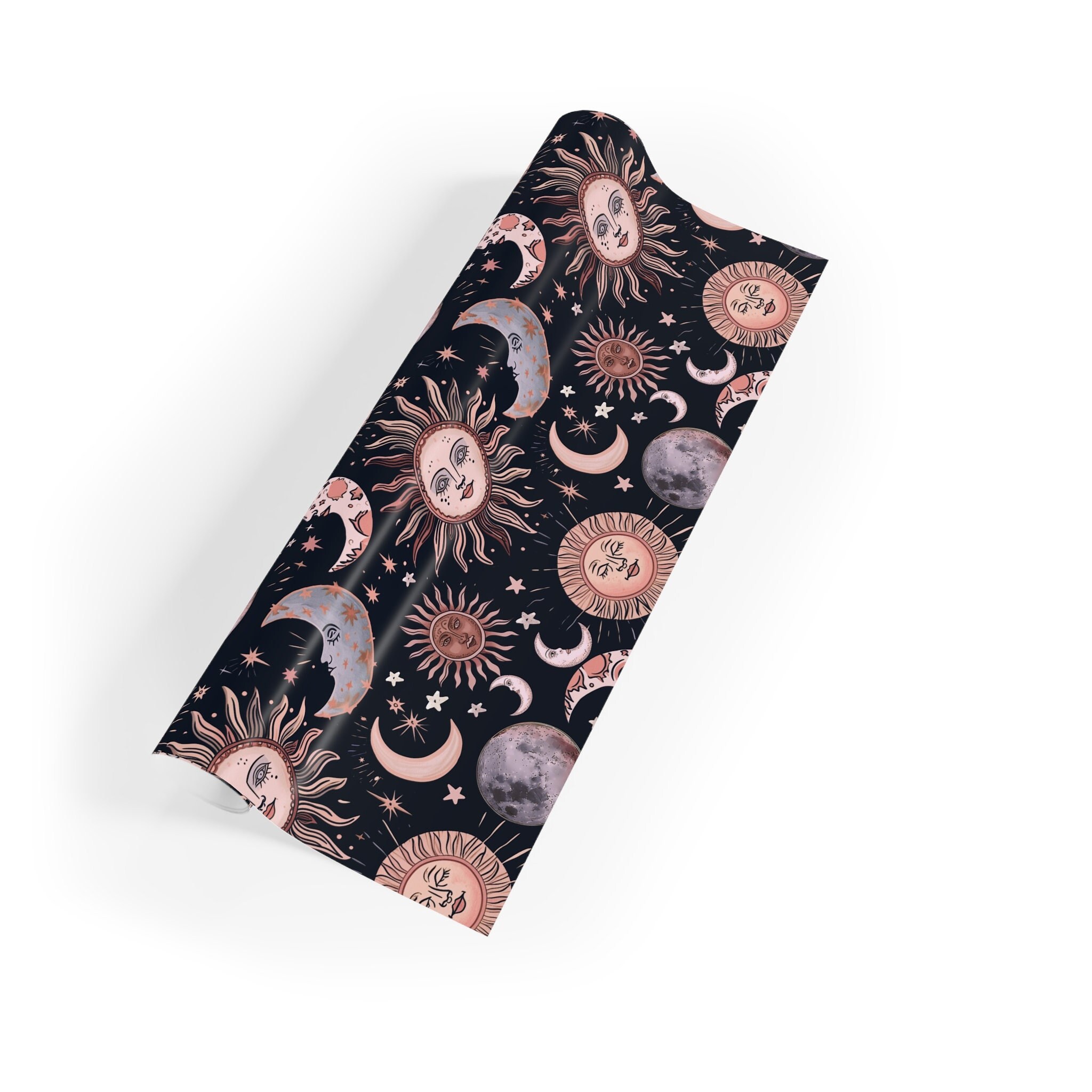 Cute Character Style Sun and Moon Wrapping Paper for Birthday Gifts ...