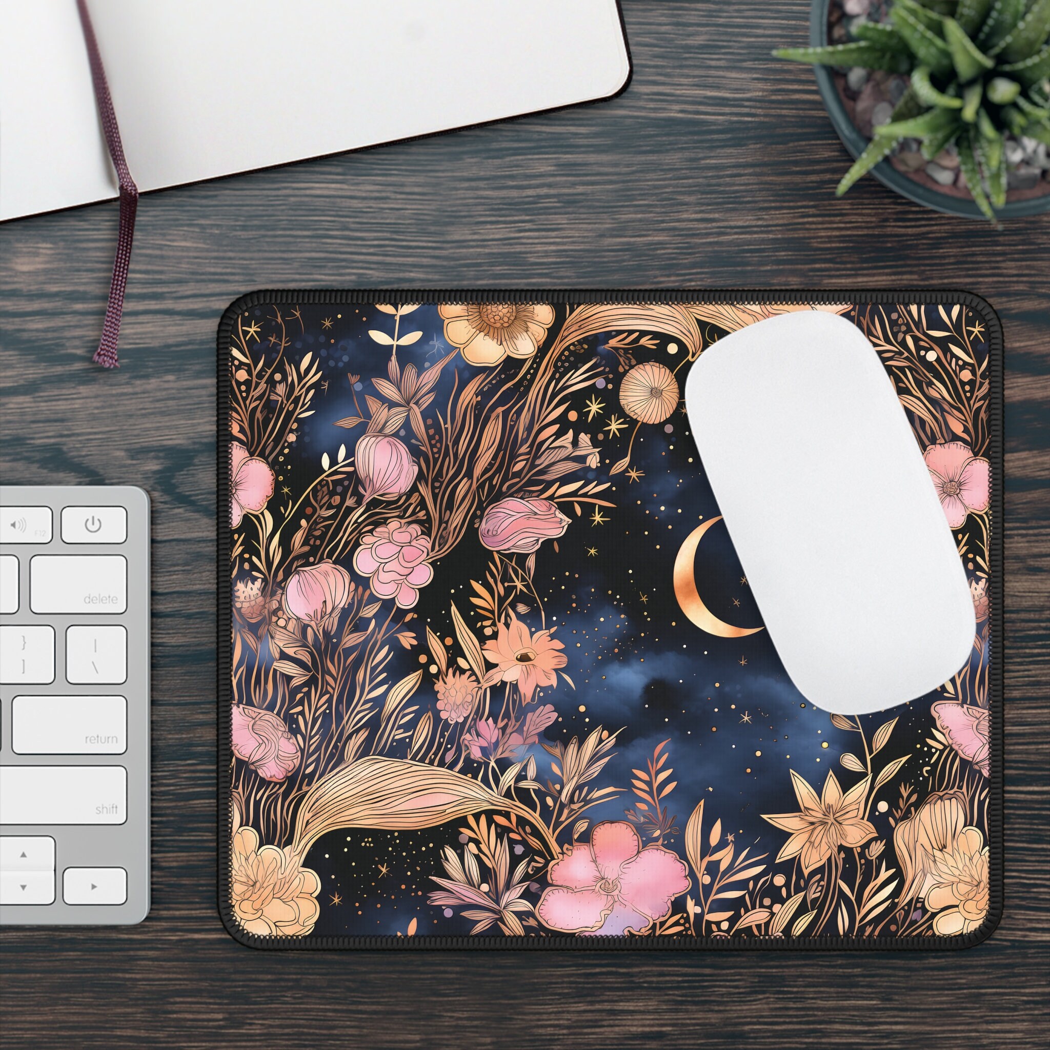 Magikal Moon Mouse Pad and Matching Desk Mat, Beautiful Witchy Night ...