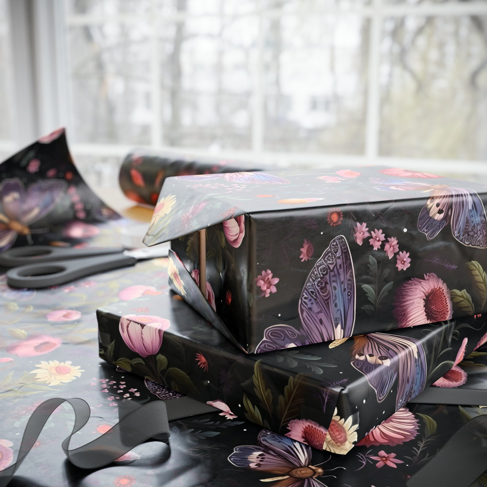 Witch Garden Moth Wrapping Paper for All Occasions, Dark Academia Gift ...