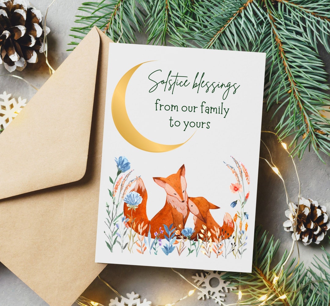 Winter Solstice Greeting Card Set, Holiday Notecard Set, Handmade ...