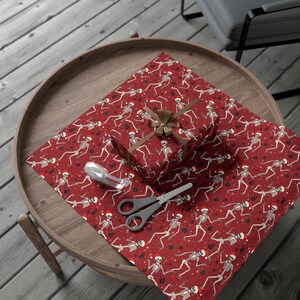 Christmas Skeletons Dancing Wrapping Paper, Holiday Gift Wrap ...
