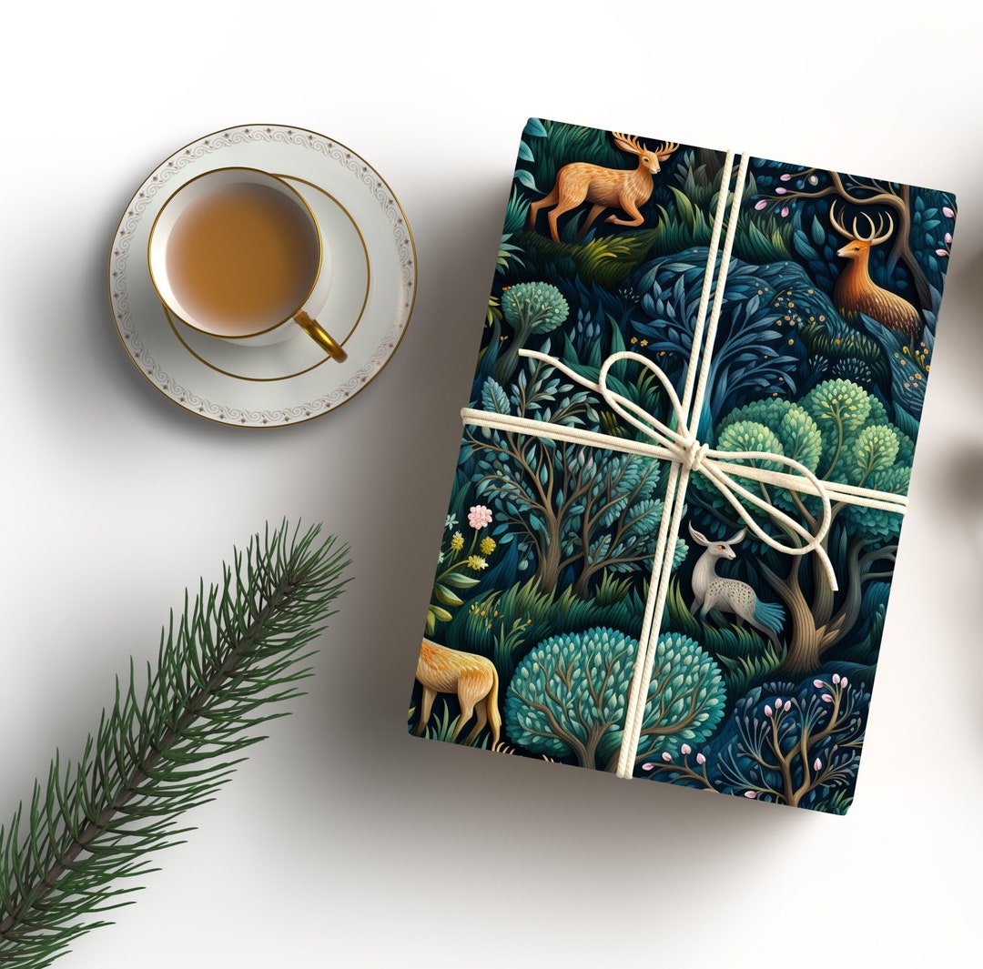 Mythical Creatures Wrapping Paper for Birthday, Woodland Forest ...