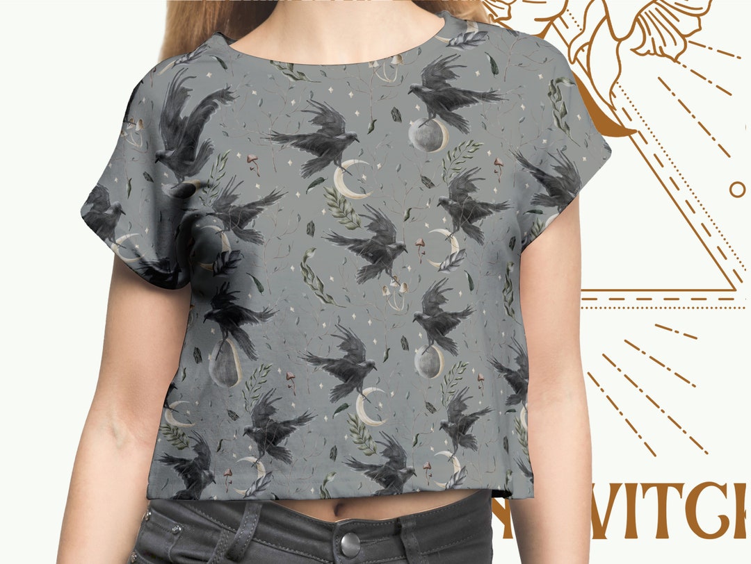 Goth Crop Tops for Teens, Ravencore Raven Shirt, Witchy Gifts for Best ...