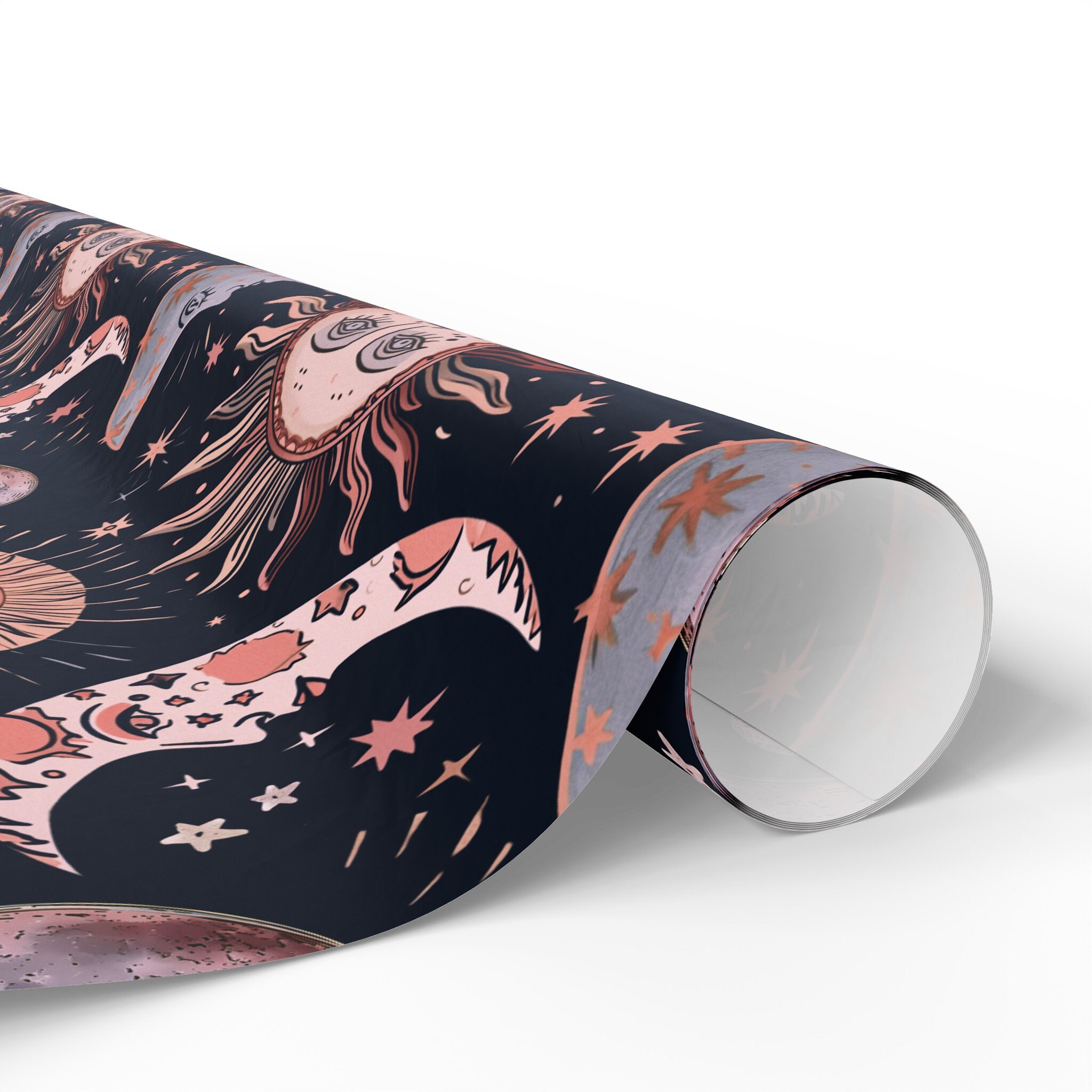 Cute Character Style Sun and Moon Wrapping Paper for Birthday Gifts ...