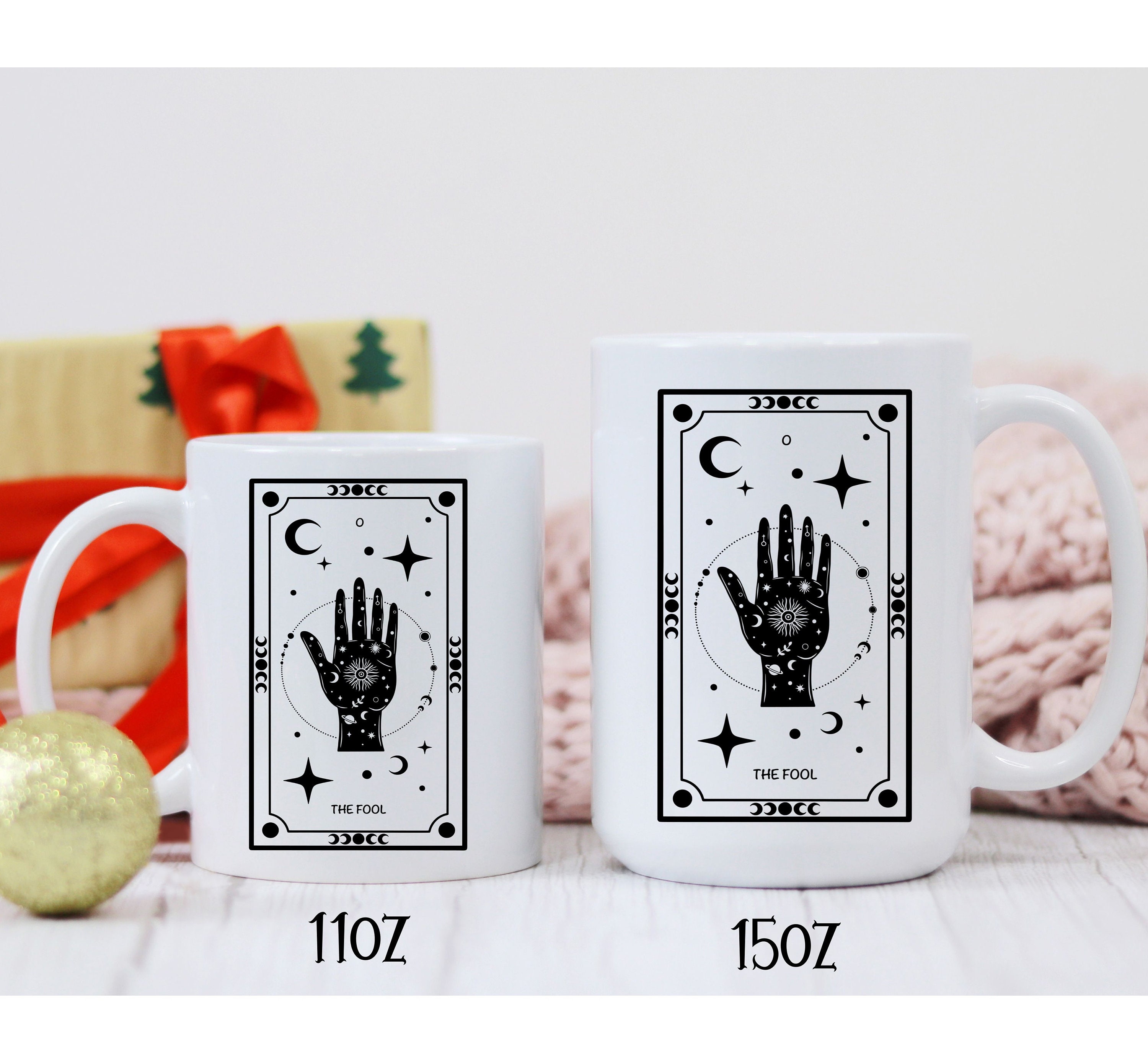 The Fool Tarot Card Mug for Coffee, Palmistry Hand Coffee Mug for Women ...