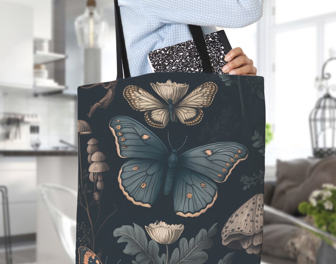 Dark Butterflies Tote Bag for Travel, Witchy Gifts for Her, Adjustable ...