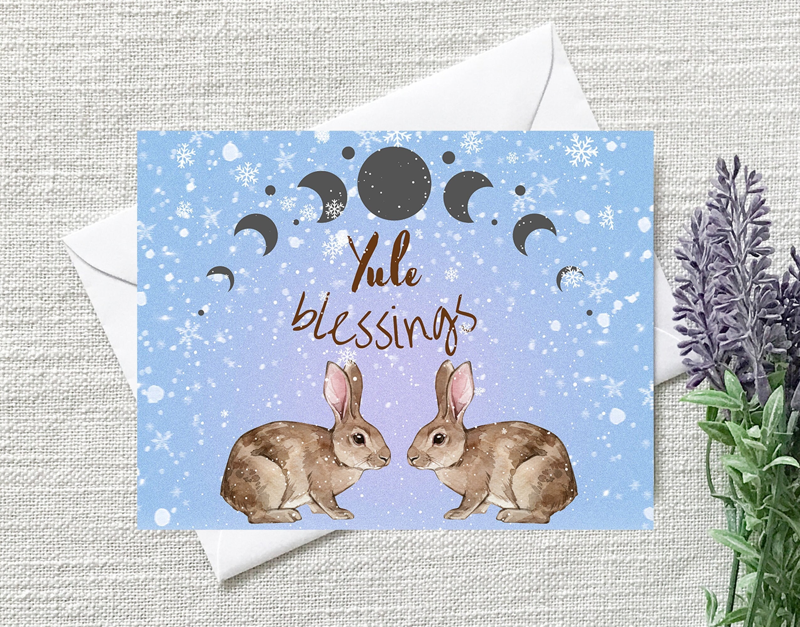 Winter Solstice Card, Handmade Greeting Card Set for Yule, Holiday Note ...