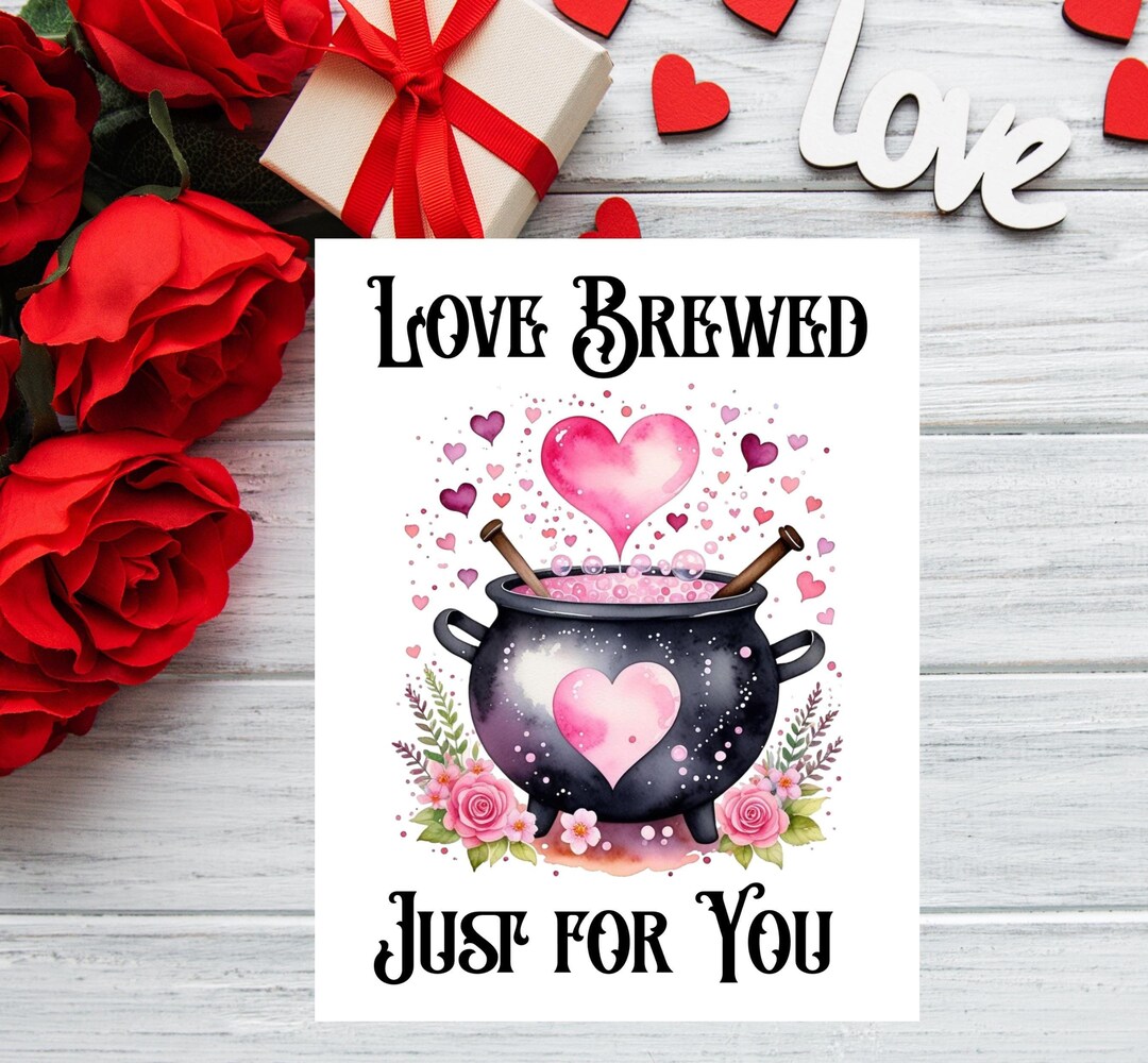 Witchy Valentine's Day Card, Love Brewed Just for You Greeting Card ...