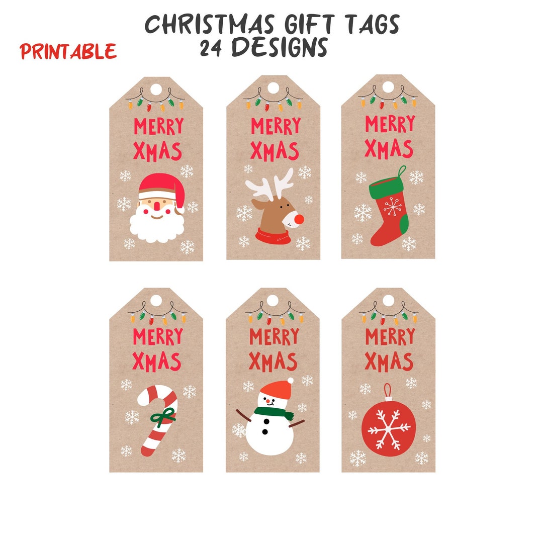 Printable Christmas Gift Tags, Print on Regular Printing Paper - Etsy